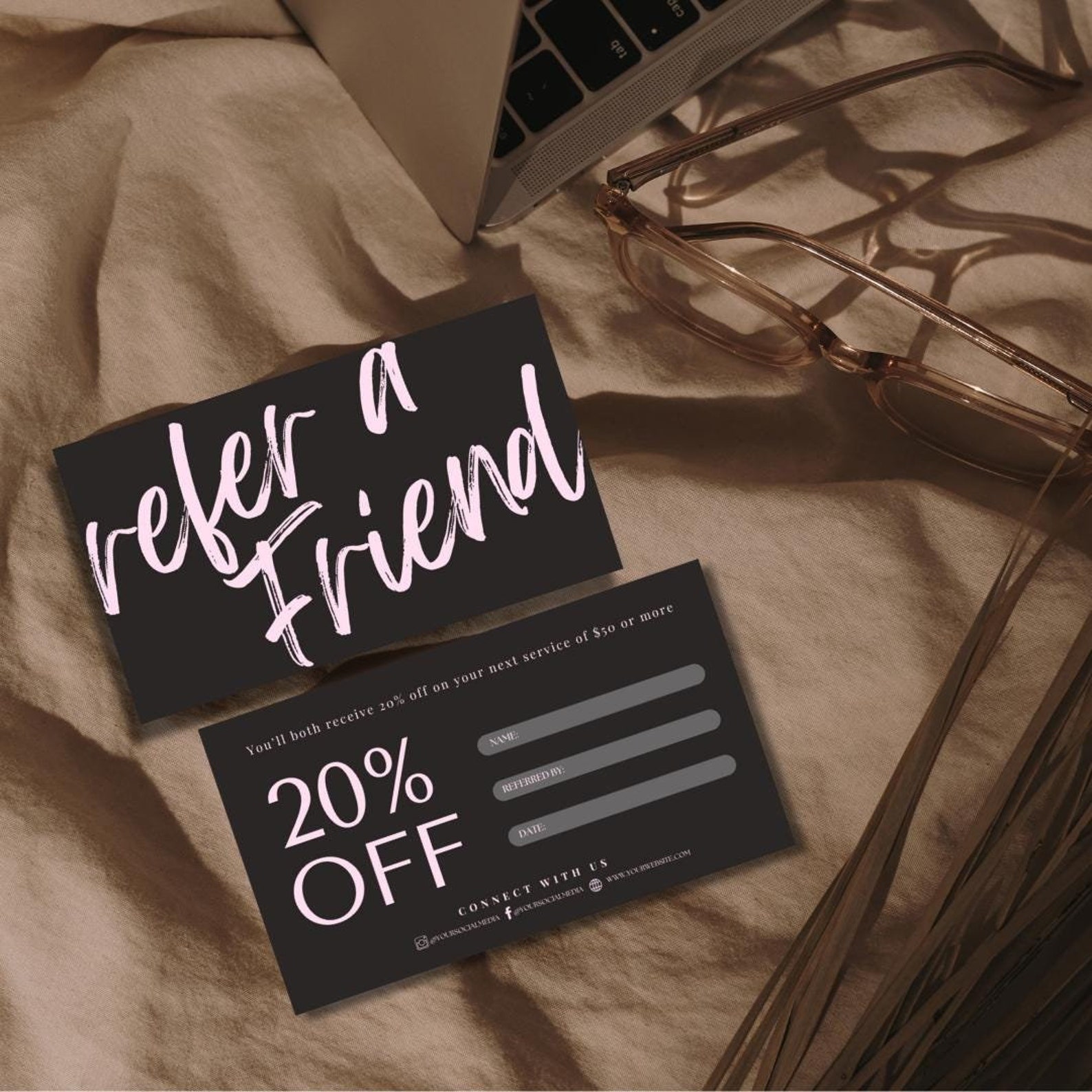 Editable Referral Card Canva Template Printable Refer a Friend Template ...