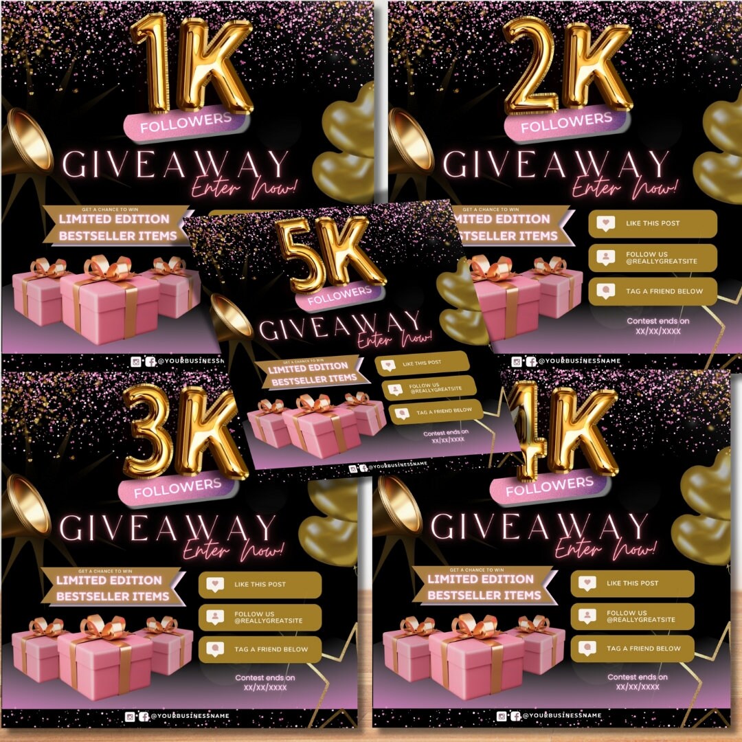 1K Giveaway Flyer DIY Flyer Template Design Milestone Contest Flyer Win ...