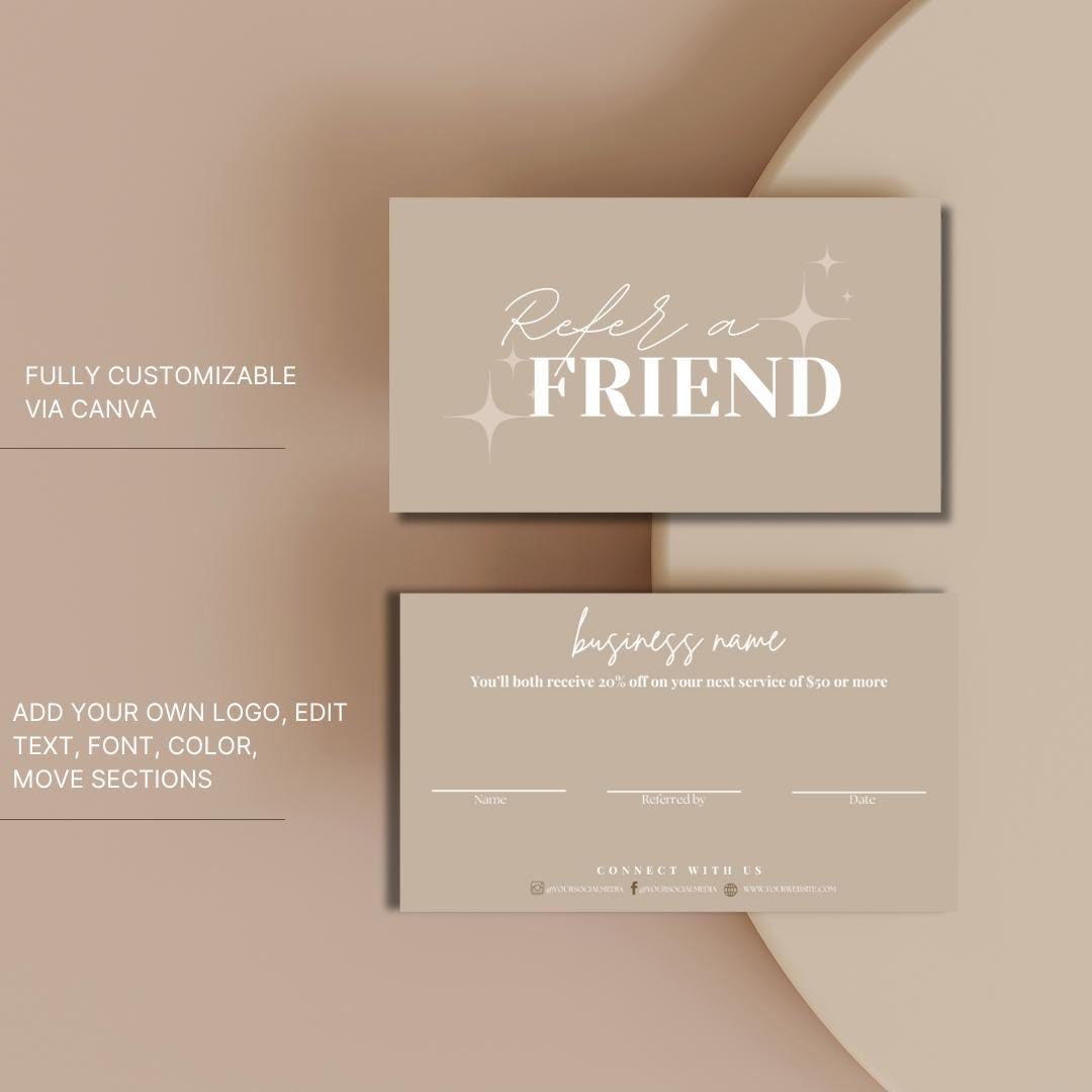 Editable Referral Card Canva Template Printable Refer a Friend Template ...