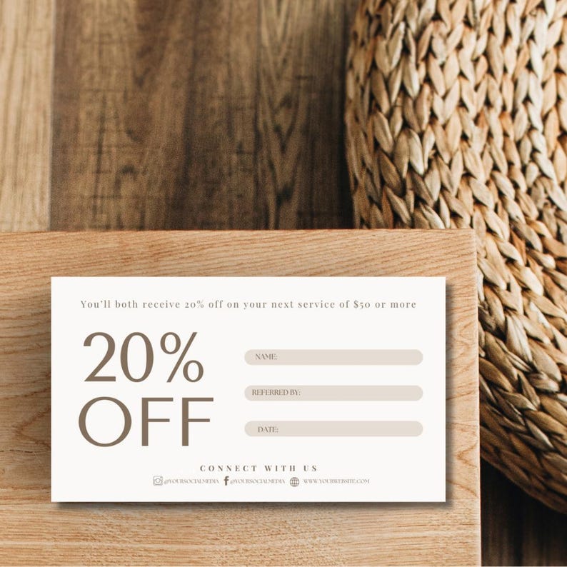 Editable Referral Card Canva Template Printable Refer a Friend Template ...