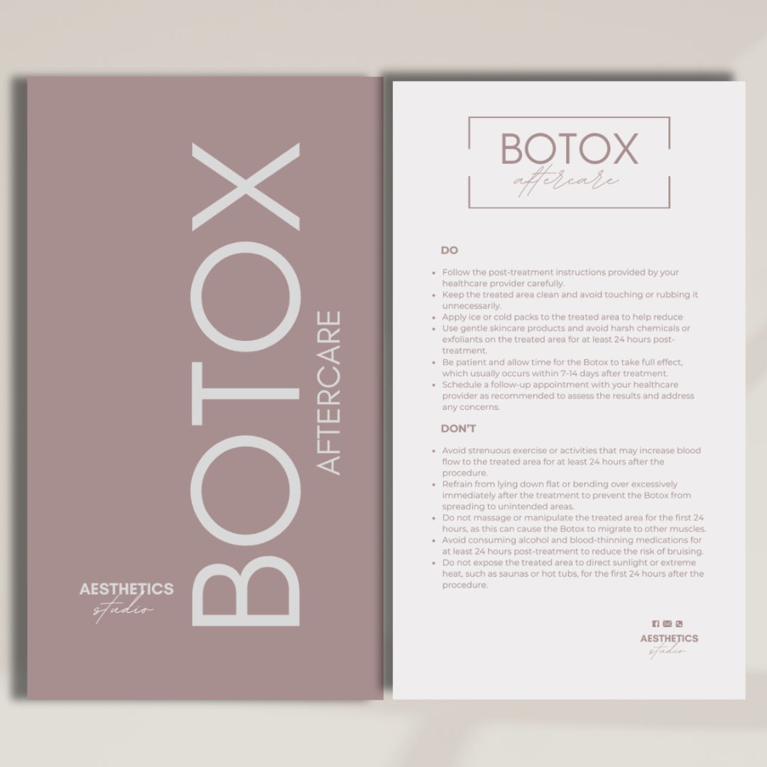 DIY Botox Filler Aftercare Card Design Skincare Mini Templates Editable ...