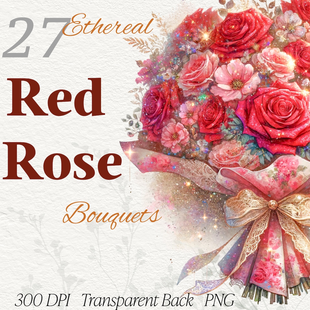 Watercolor Rose Digital Clipart, Instant Download, Flower Clip Art, Commercial Use, Spring ...