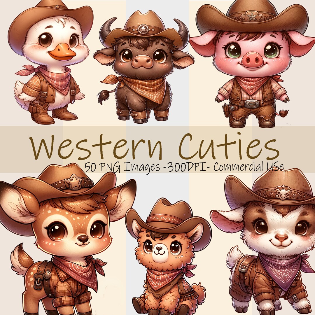 50 Cute Western Baby Animals, PNG Commercial Use, 300 DPI - Etsy