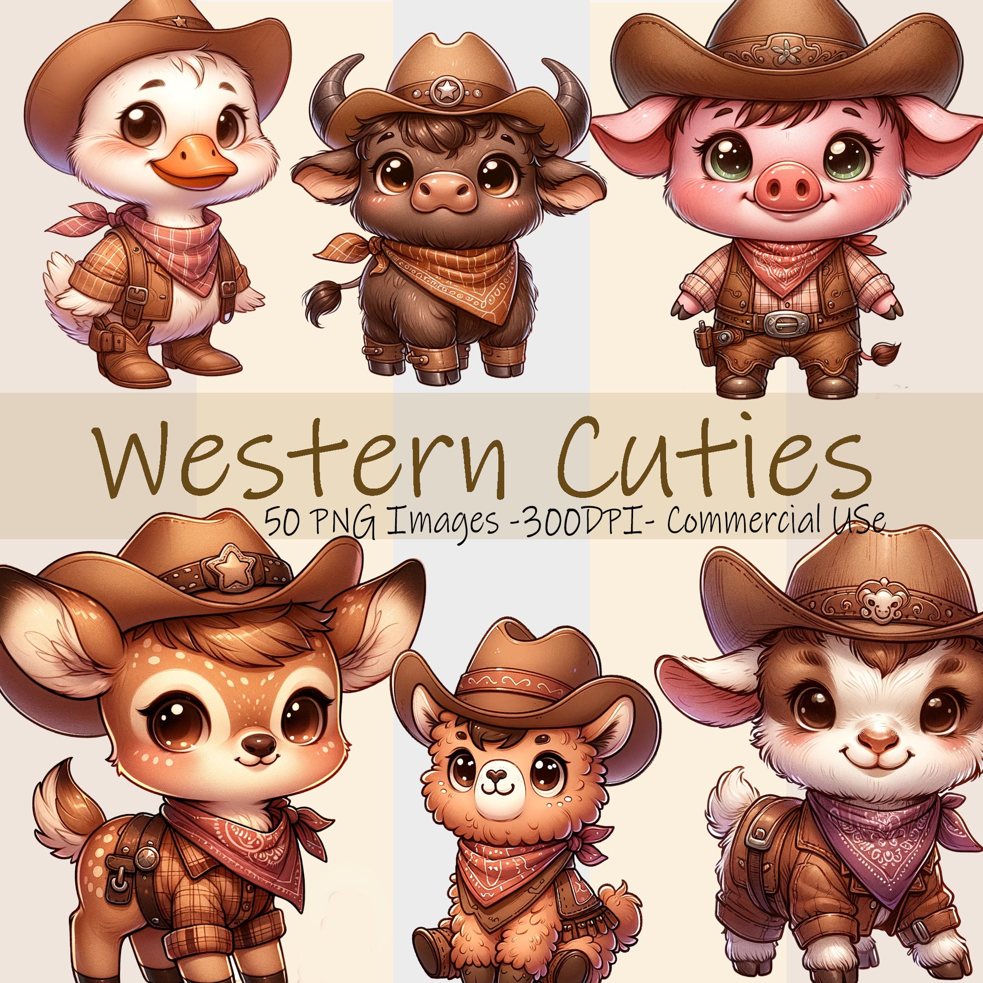 50 Cute Western Baby Animals, PNG Commercial Use, 300 DPI - Etsy