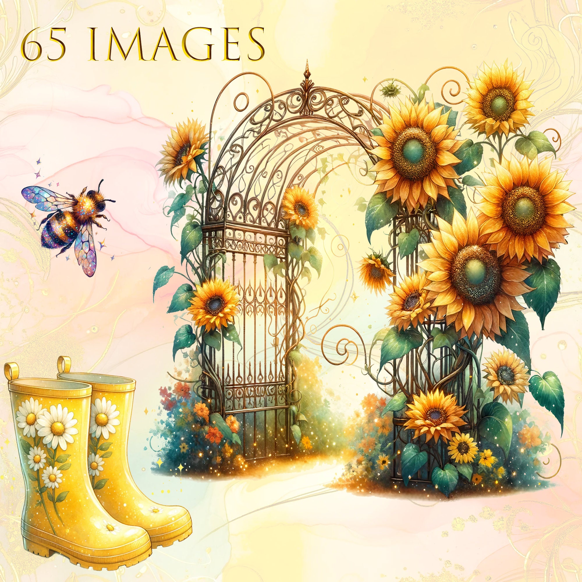 65 Images Ethereal Summer Garden Clipart Bundle High-resolution ...