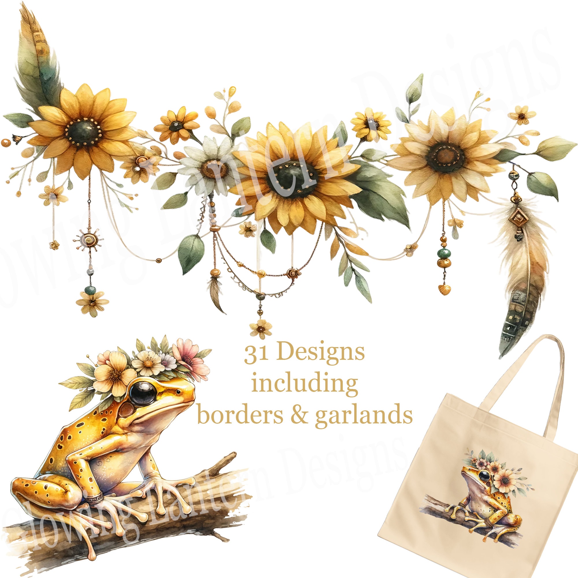 31 Boho Frogs, PNG, Transparent, 300 DPI - Etsy