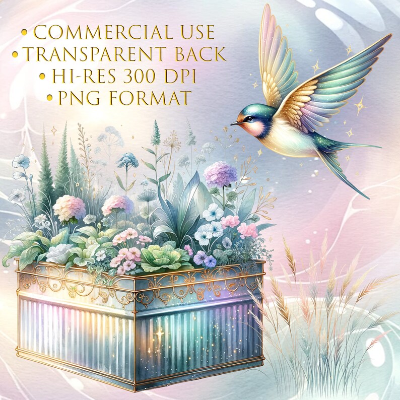 65 Images Ethereal Spring Garden Clipart Bundle - High-resolution ...