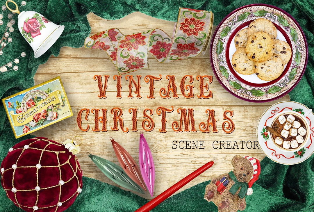 Vintage Christmas Scene Creator, 31 Moveable Objects, 16 Backgrounds - Etsy