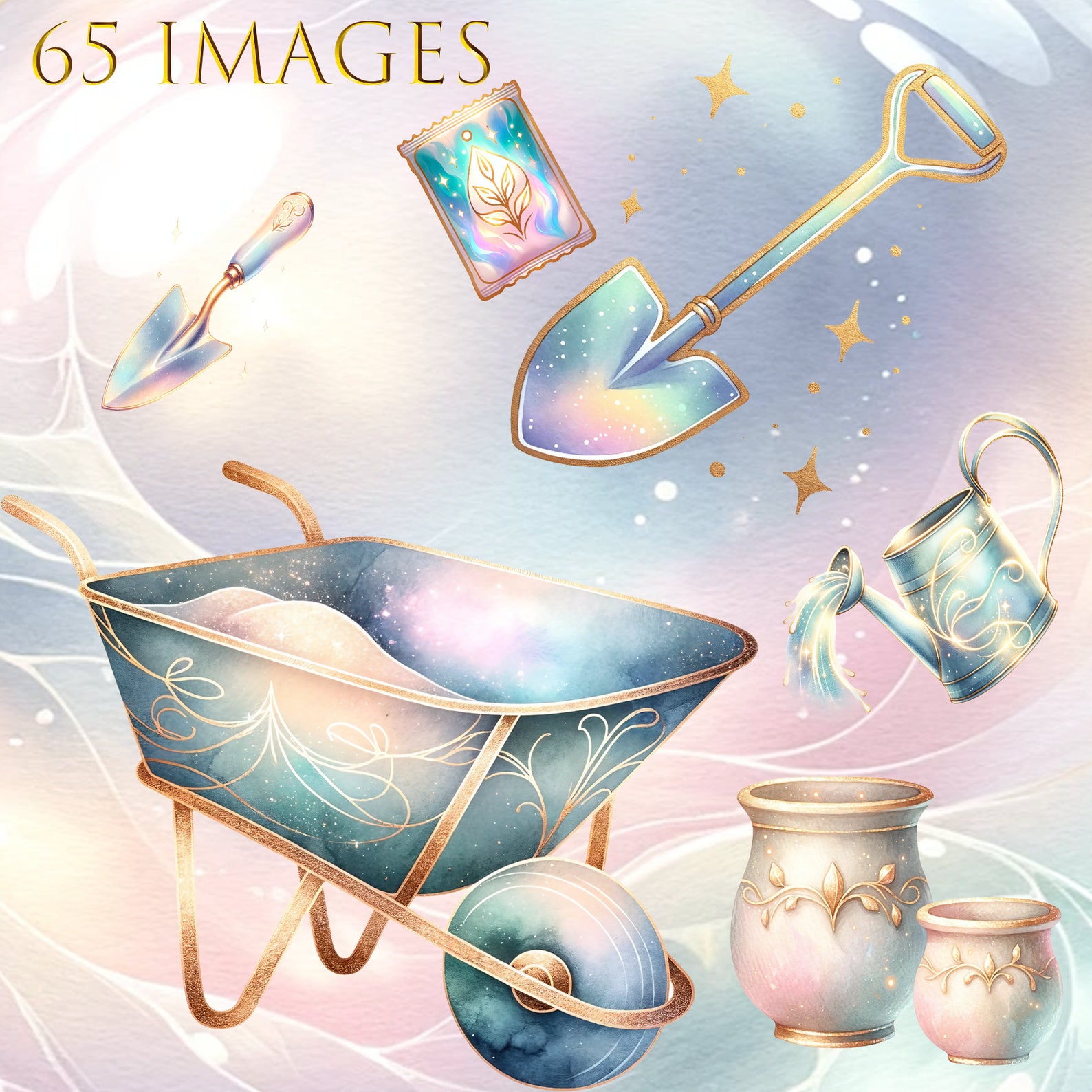 65 Images Ethereal Spring Garden Clipart Bundle - High-resolution ...