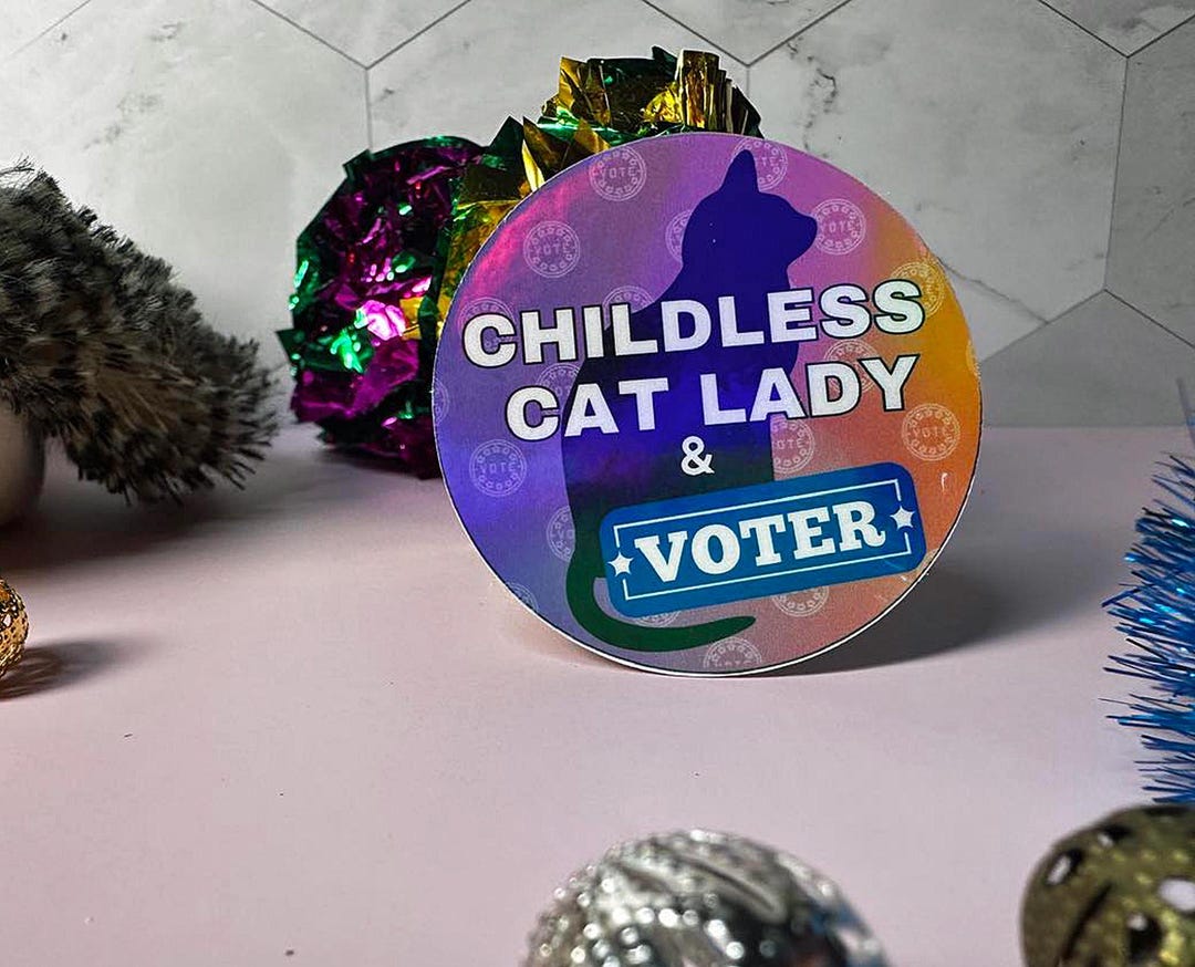 Childless Cat Lady Vote Sticker – Handmade Small Batch Rainbow Hologram ...