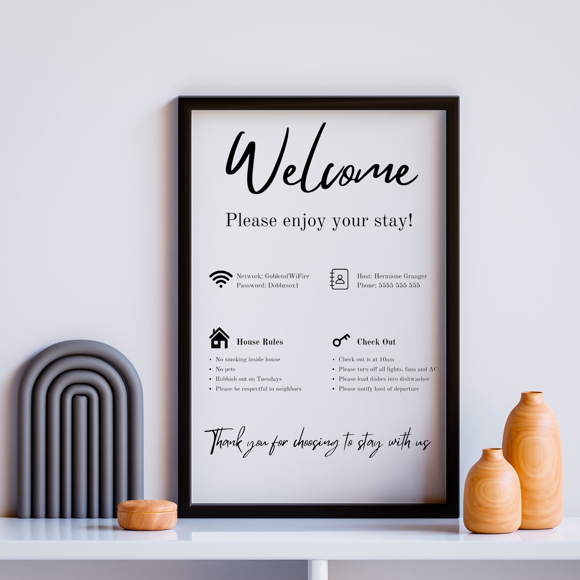 Editable Airbnb Host Essential: Welcome Sign With House Rules, Wifi ...