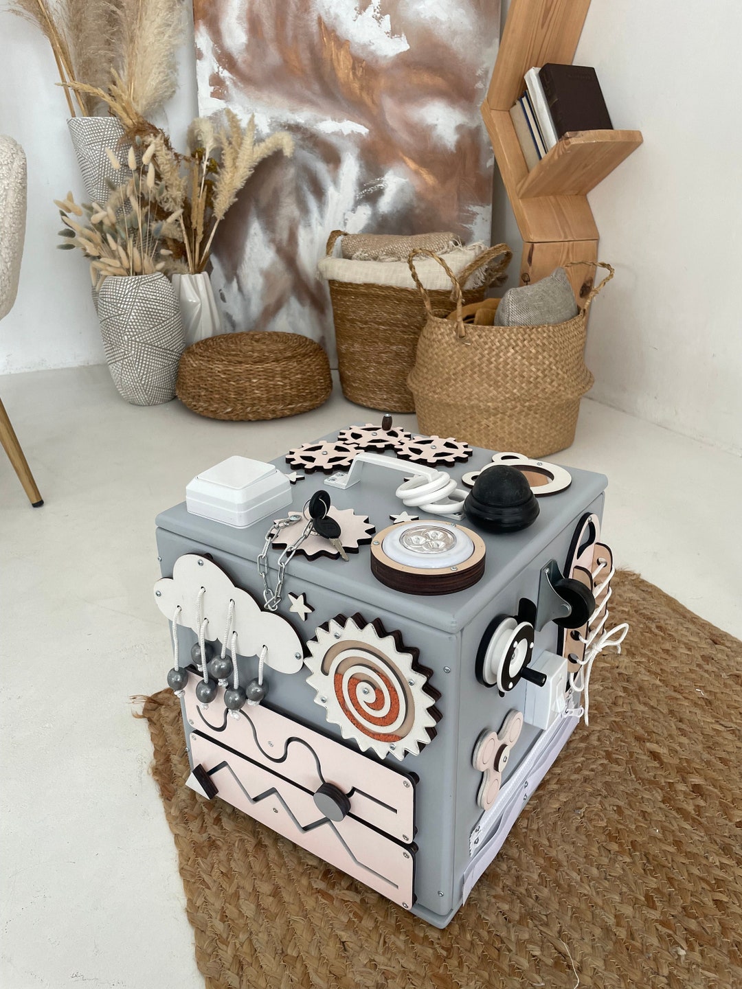 Sensory Busy Board Toys Storage Box, Activity Montessori Toy for ...