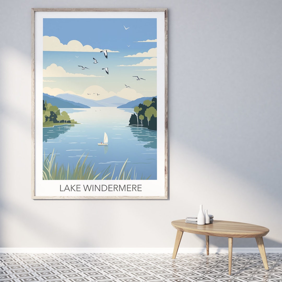 Windermere Travel Print of the Lake District, Poster of Lake Windermere ...
