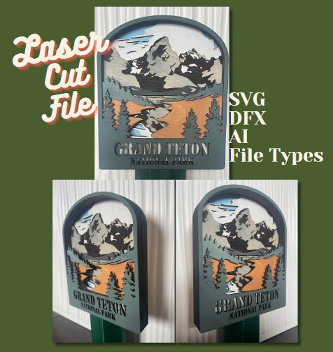 Grand Teton National Park - Multi-layered Art - Laser Cutting File, SVG ...