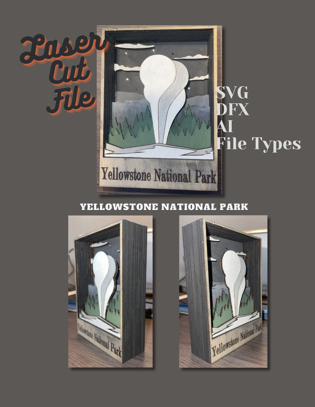 Yellowstone National Park - Multi-layered Art - Laser Cutting File, SVG ...