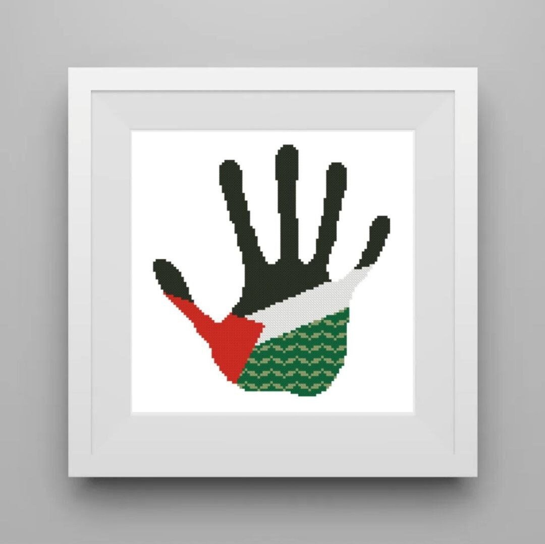 Palestine Flag Cross Stitch Pattern, Hand of Palestine Tatreez ...