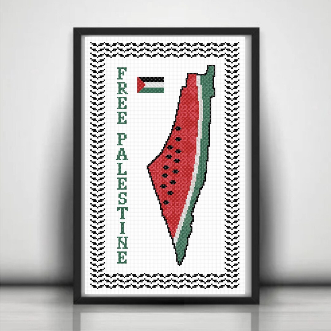 Watermelon Map of Palestine Tatreez Cross Stitch Pattern, Palestinian ...