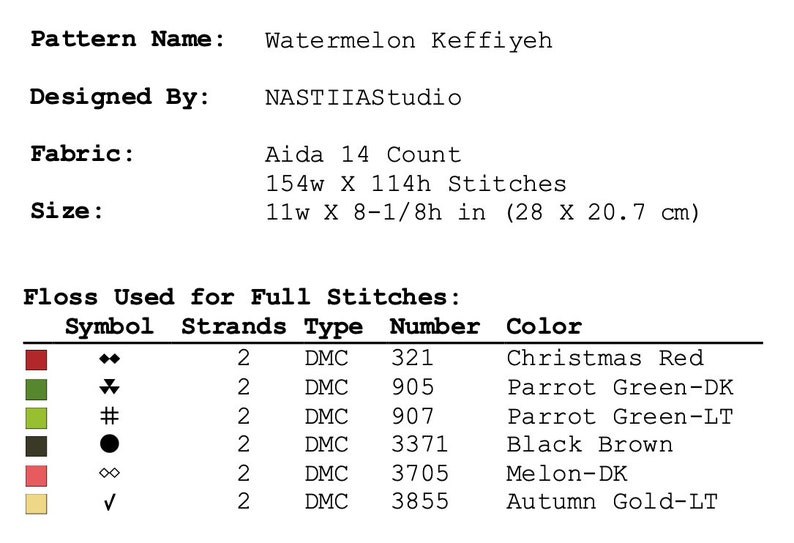 Palestinian Watermelon Keffiyeh Cross Stitch Pattern, Hand Embroidery ...
