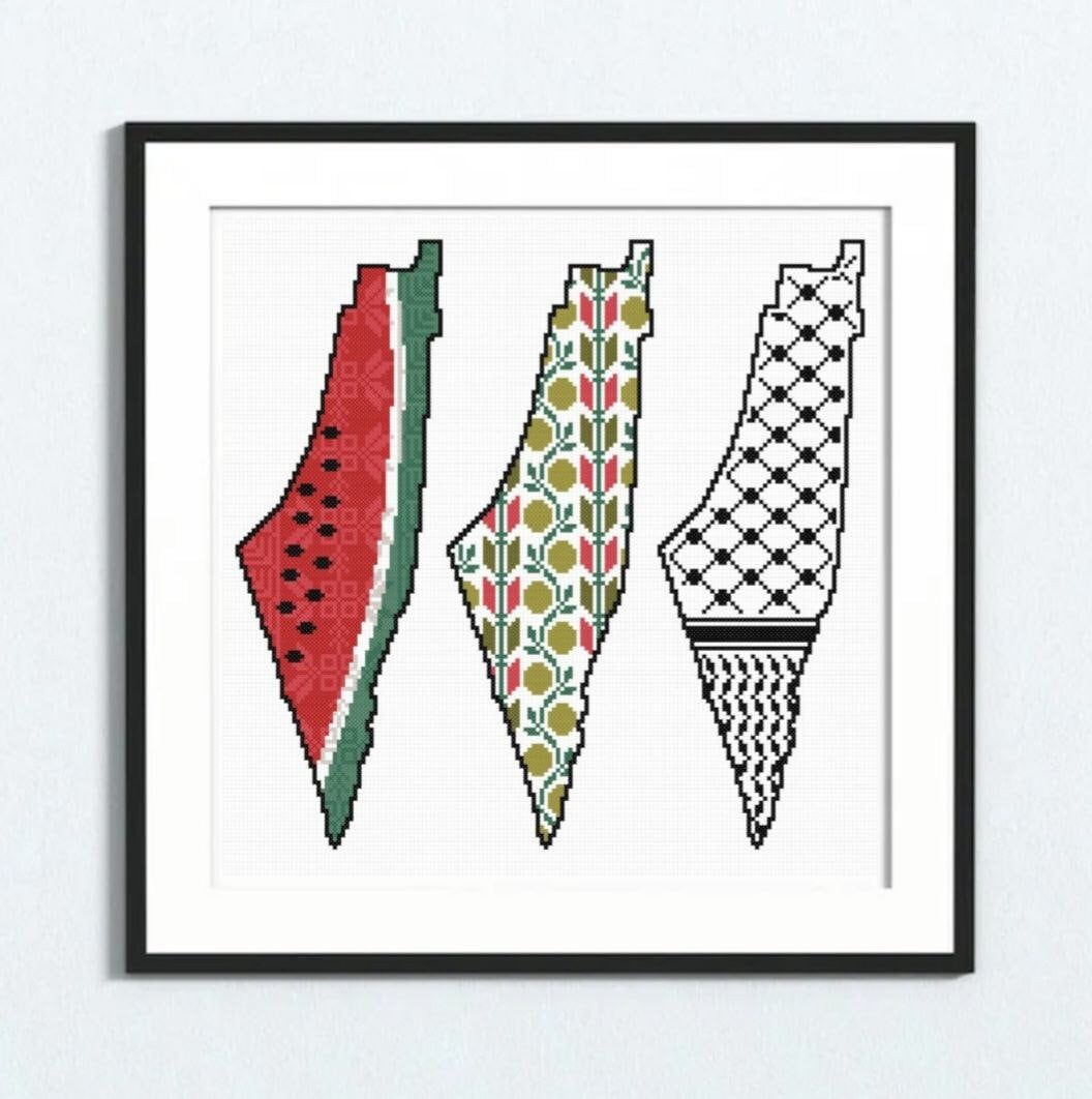 Set of 3 Maps of Palestine Tatreez Cross Stitch Pattern, Palestinian ...