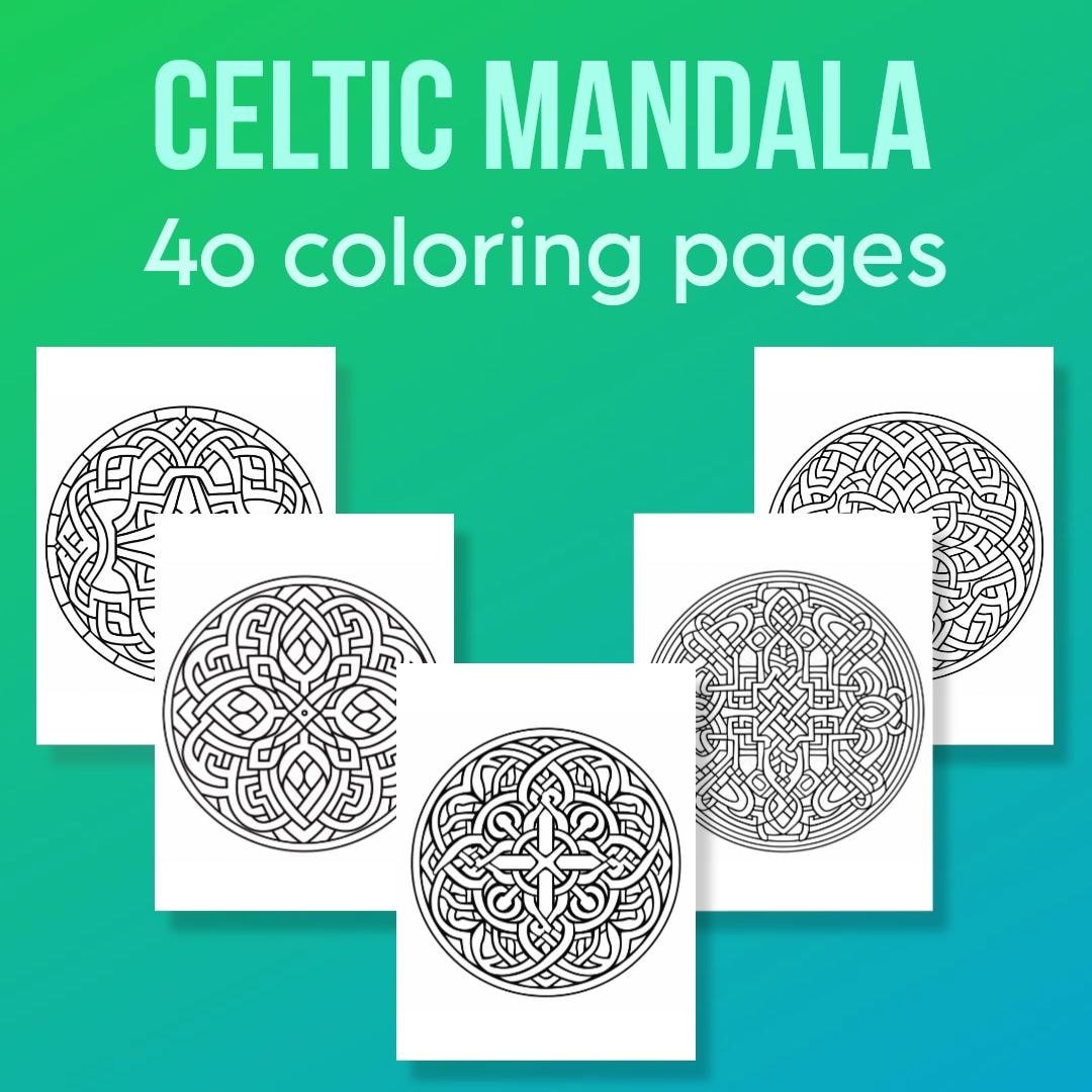 40 Celtic Knot Mandala Coloring Pages for Adults, Fantasy Geometric ...