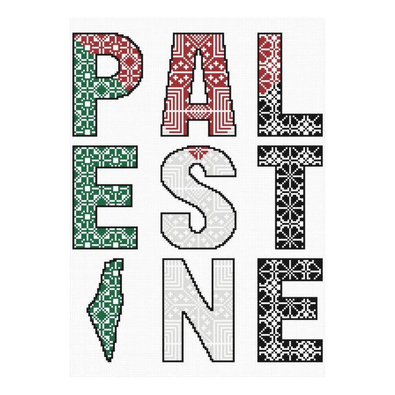 PALESTINE Tatreez Cross Stitch Pattern Traditional Palestinian Flag ...