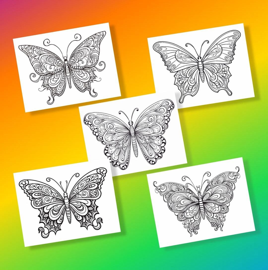 100 Unique Butterfly Coloring Pages for Adults, Insect Fantasy Mandala ...
