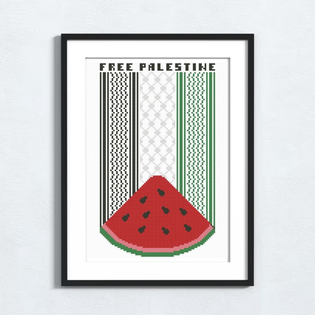 Palestine Flag Cross Stitch Pattern, Watermelon Tatreez Embroidery ...