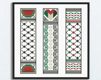 Palestine Flag Tatreez Cross Stitch Pattern, Traditional Palestinian ...