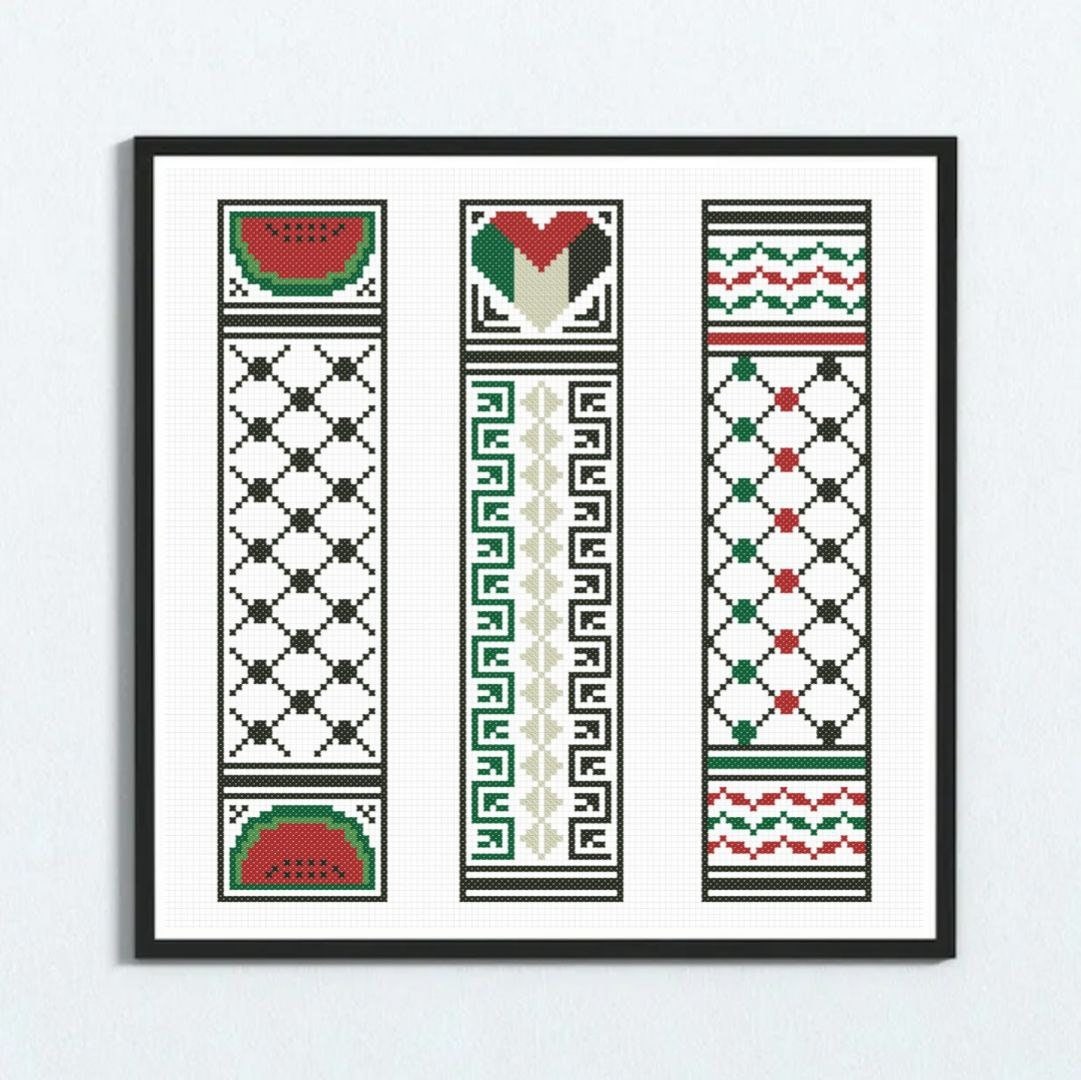 Palestinian Keffiyeh Bookmarks Cross Stitch Pattern, Free Palestine ...