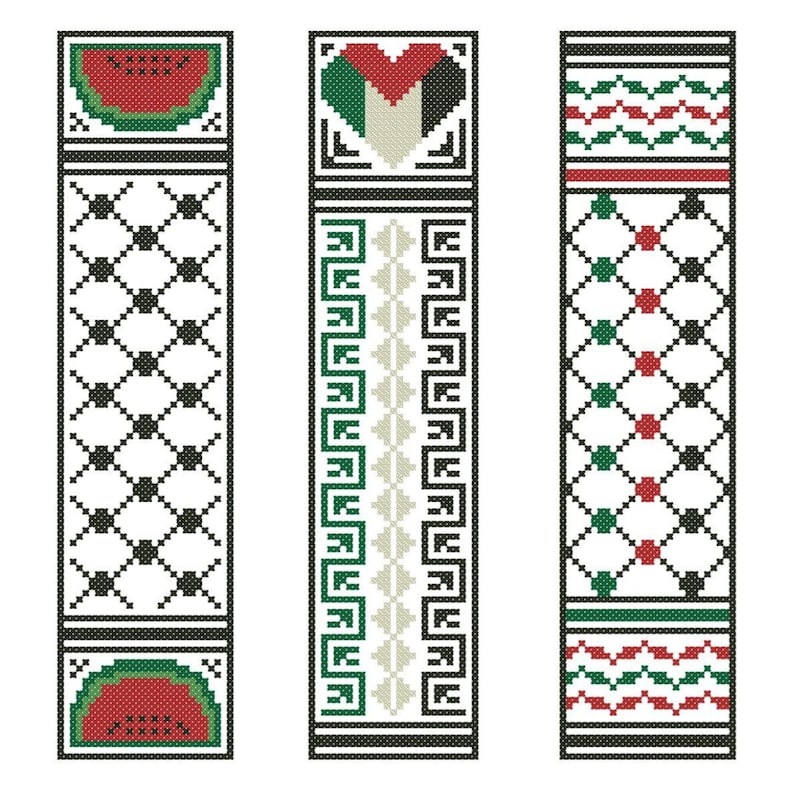 Palestinian Keffiyeh Bookmarks Cross Stitch Pattern, Free Palestine ...
