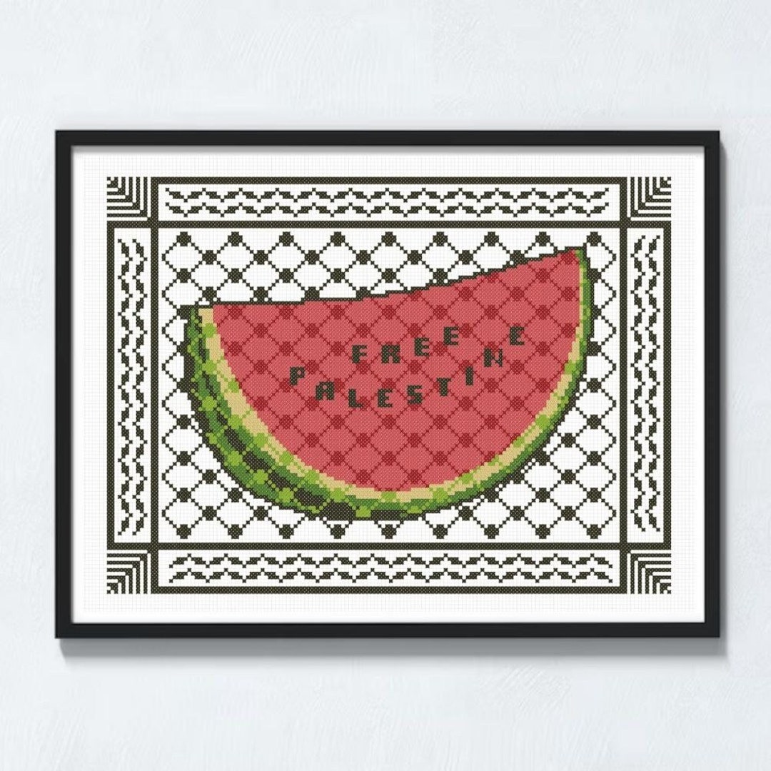 Palestinian Watermelon Keffiyeh Cross Stitch Pattern, Hand Embroidery ...