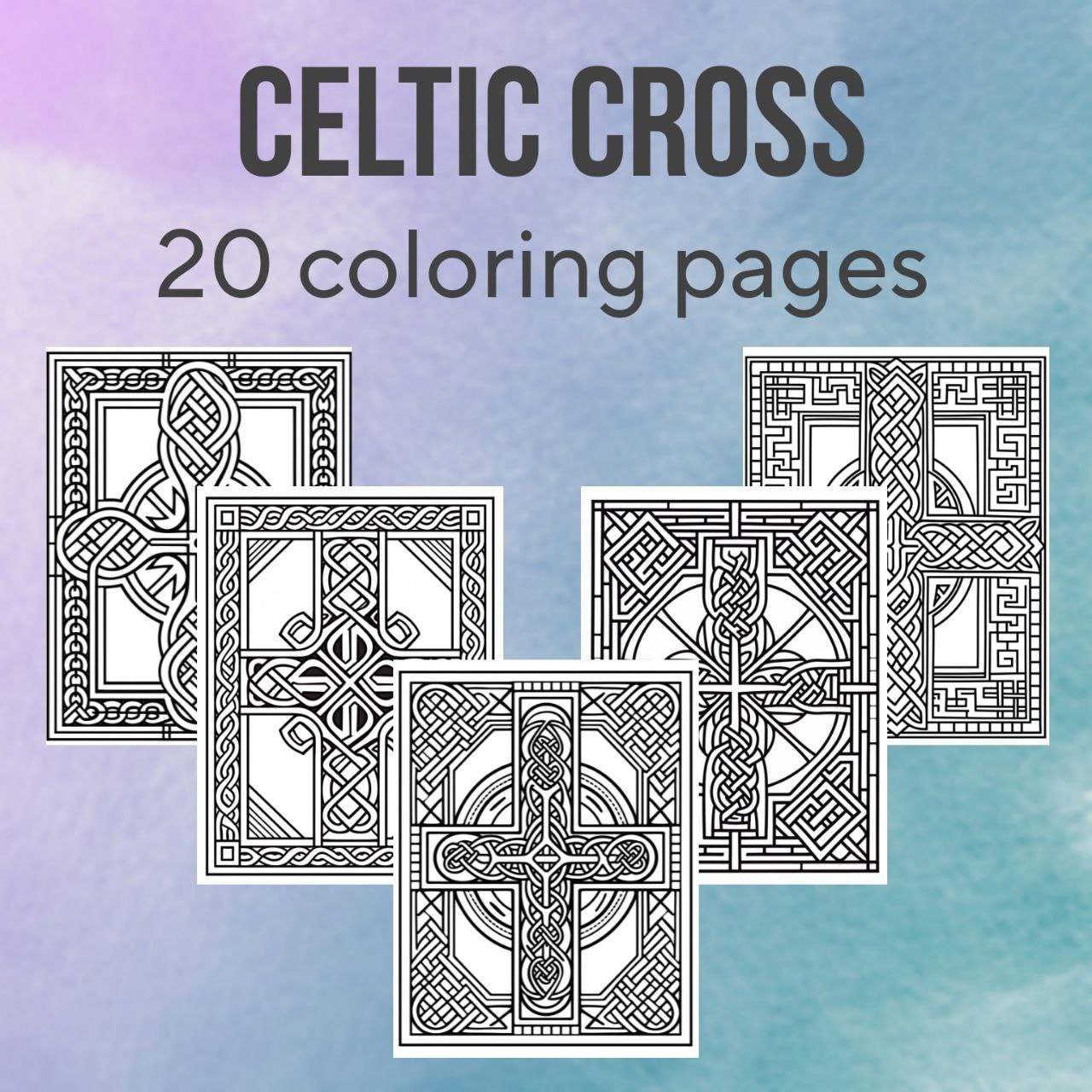 Celtic Cross Inspired Coloring Pages for Adults, Stress Relief ...