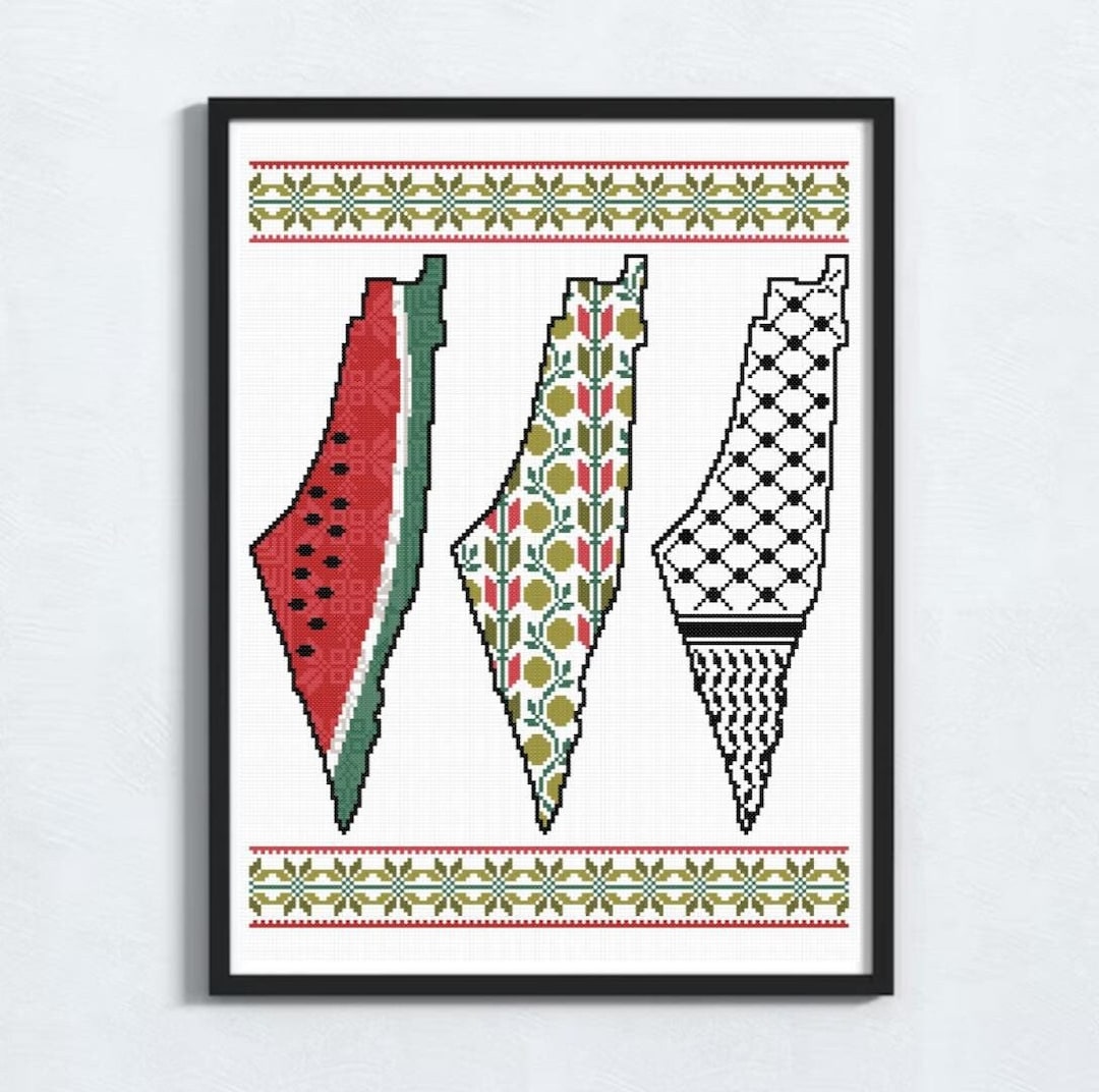 Set of 3 Maps of Palestine Tatreez Cross Stitch Pattern, Palestinian ...