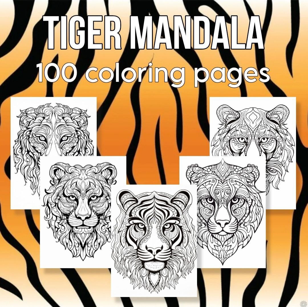 100 Unique Tiger Head Coloring Pages for Adults, Wild Animal Fantasy ...