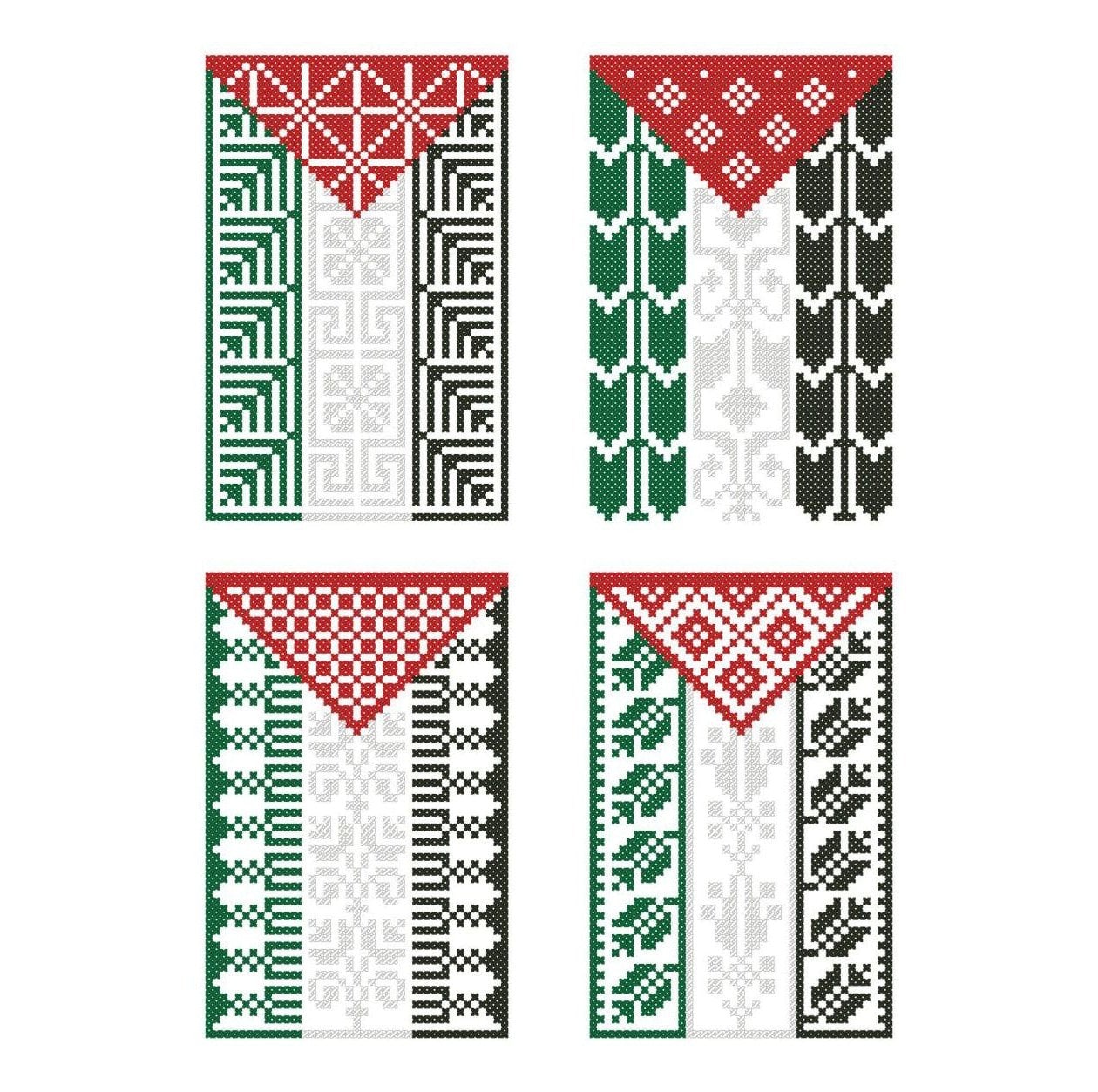 Set of 4 Small Palestine Flags Tatreez Cross Stitch Pattern ...