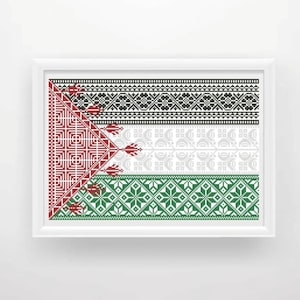 Palestine Flag Tatreez Cross Stitch Pattern, Traditional Palestinian ...