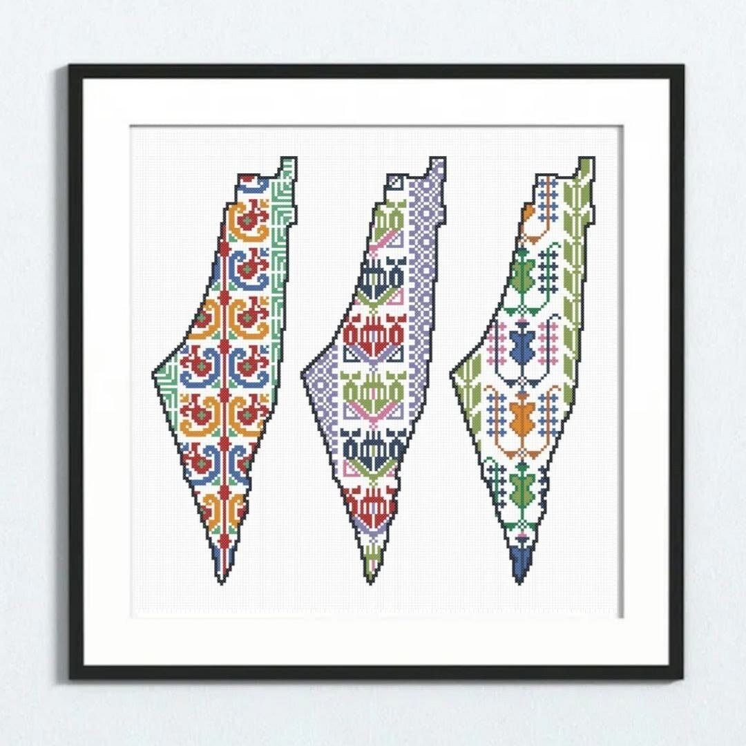 Three Maps of Palestine Tatreez Cross Stitch Pattern, Palestinian ...
