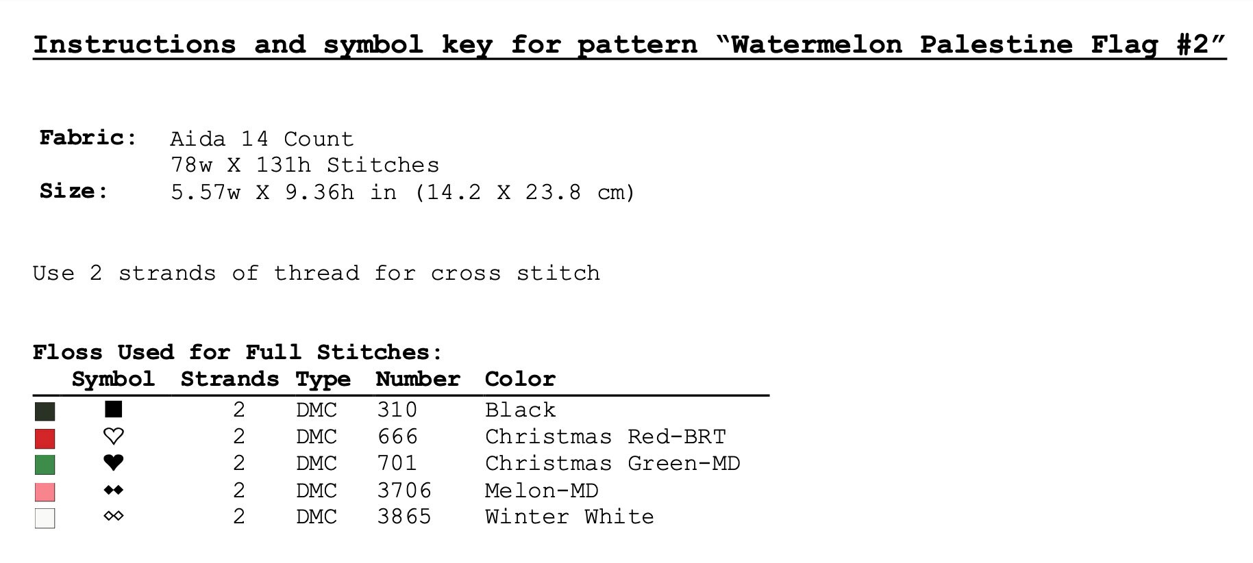 Palestine Flag Cross Stitch Pattern, Watermelon Tatreez Embroidery ...