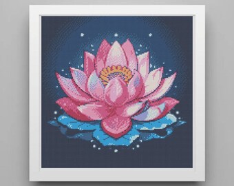 OHM Lotus Cross Stitch Pattern -digital - Printable Download - Etsy
