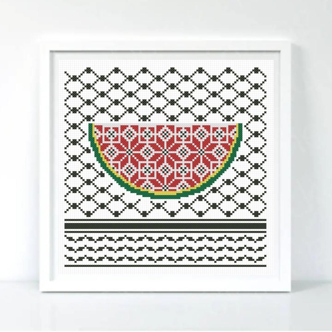Palestine Watermelon Keffiyeh Cross Stitch Pattern, Traditional Arabic ...