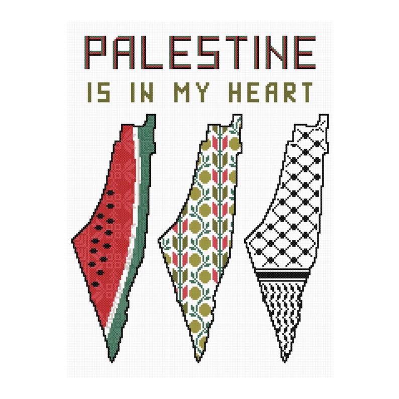 Set of 3 Maps of Palestine Tatreez Cross Stitch Pattern Palestinian ...