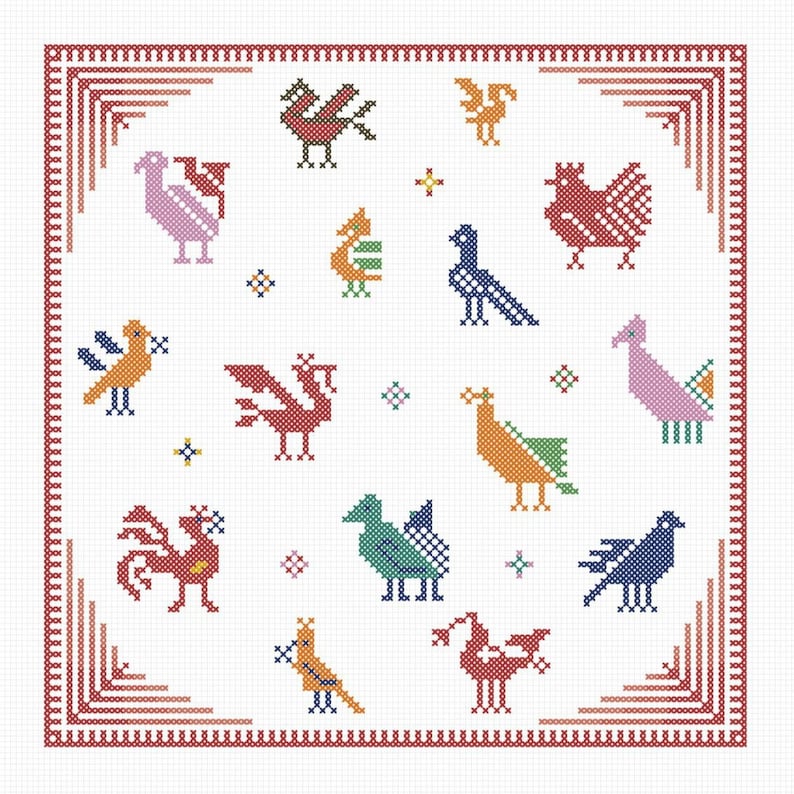 Bird Collection of Palestinian Tatreez Cross Stitch Pattern ...