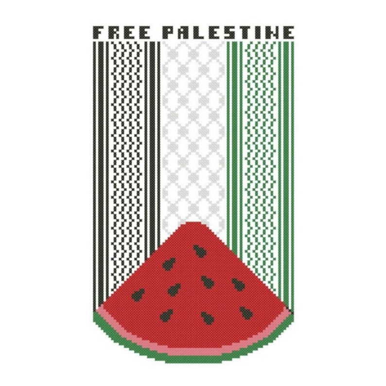 Palestine Flag Cross Stitch Pattern, Watermelon Tatreez Embroidery ...