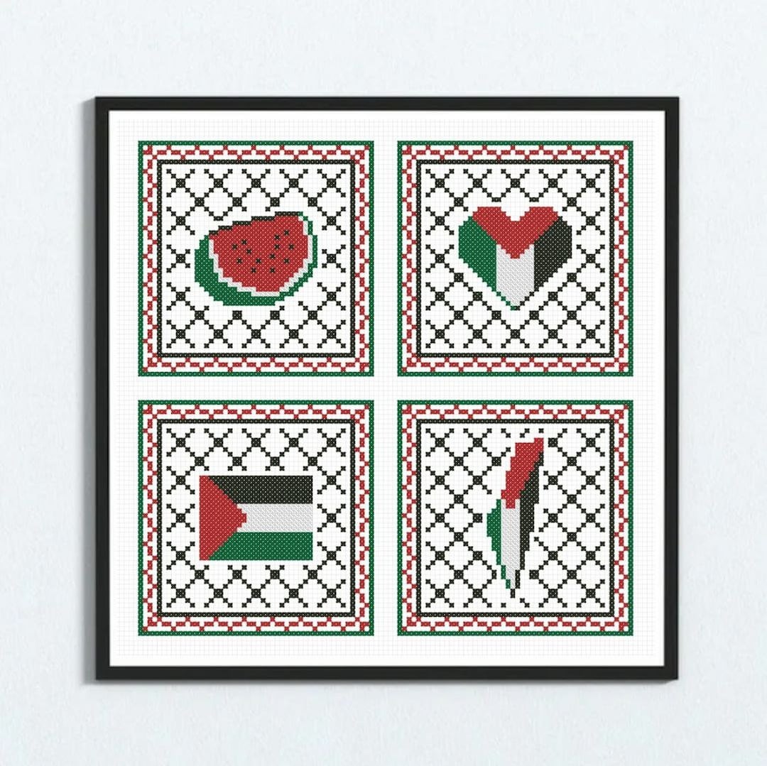 Palestinian Keffiyeh Coasters Cross Stitch Pattern, Free Palestine ...