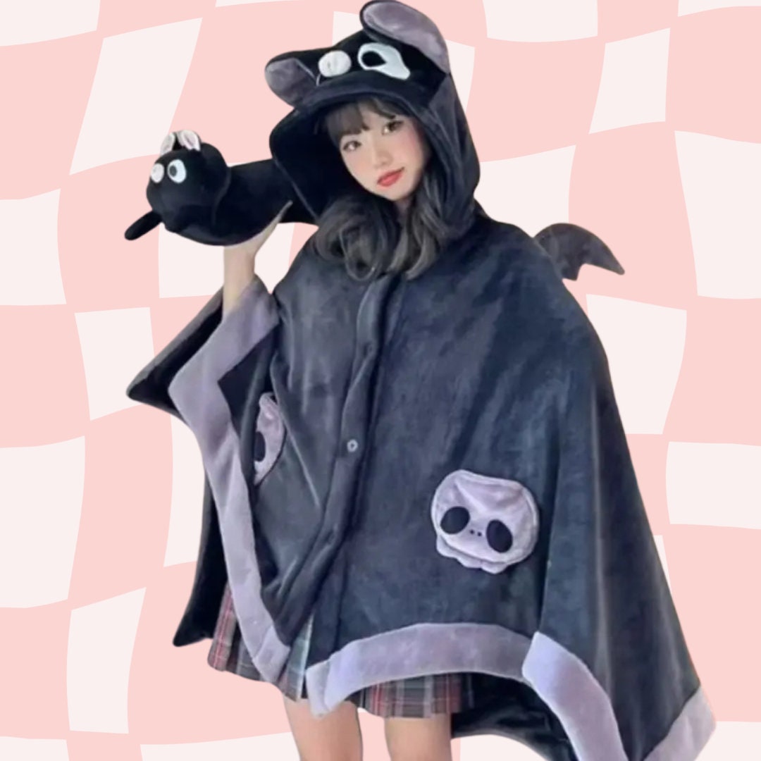 Sanrio Kuromi Plush Velvet Cloak Pajamas Y2K Shawl Sleepwear - Etsy