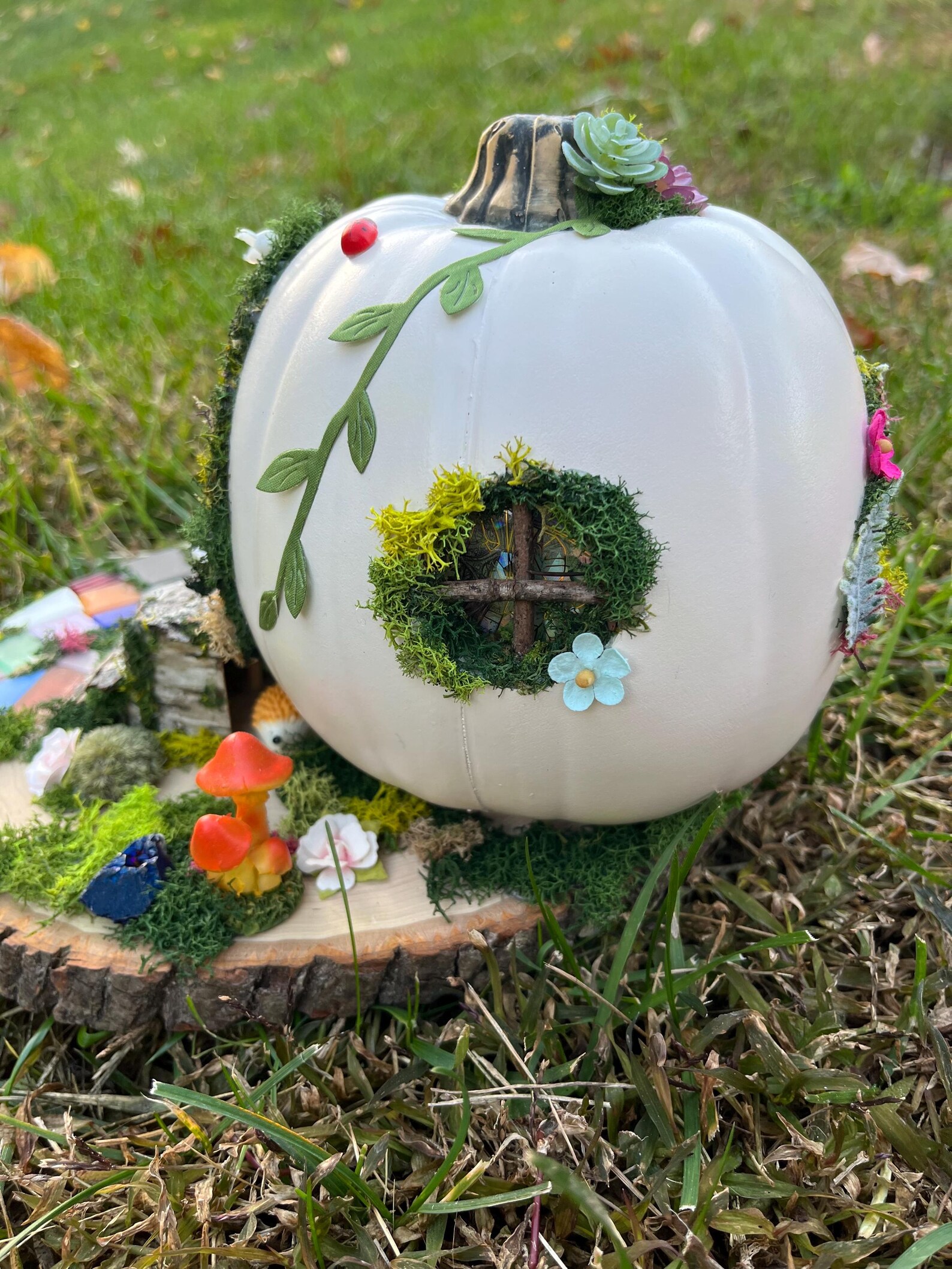 Magical Pumpkin Home, Light Up, Miniature Woodround Scene, Indoor Fairy ...
