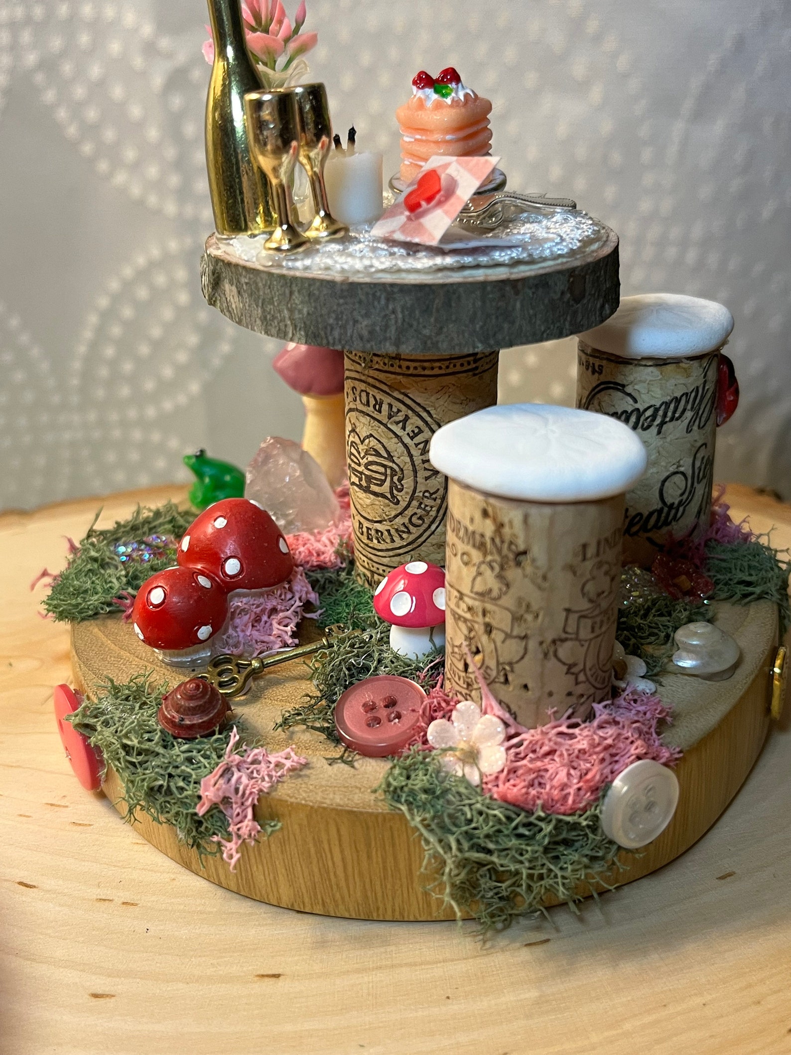 Mini V-day Table, Wood Round Nature Scene, Crystals, Flowers, Fairy ...