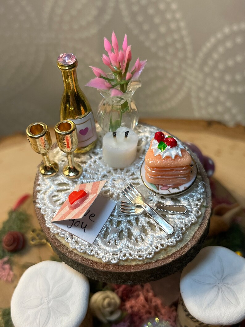 Mini V-day Table, Wood Round Nature Scene, Crystals, Flowers, Fairy ...