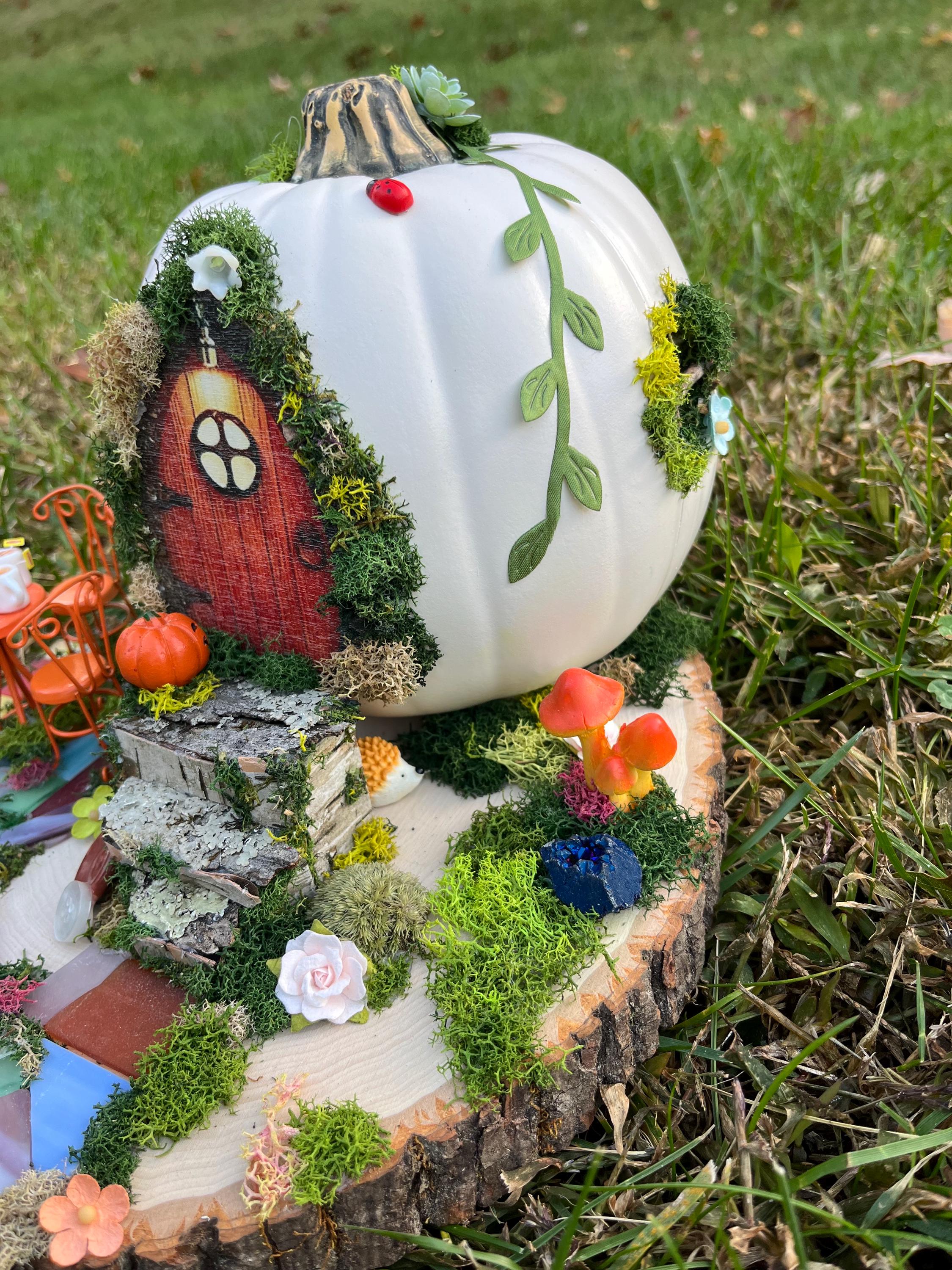 Magical Pumpkin Home, Light Up, Miniature Woodround Scene, Indoor Fairy ...
