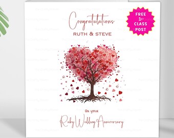 Personalised Ruby Wedding Anniversary Card 40th Wedding Anniversary Mum ...